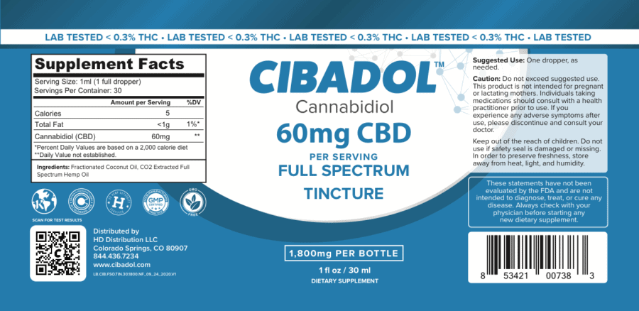Full-Spectrum CBD Tinctures (1800mg) | Clincal Grade CBD Tinctures
